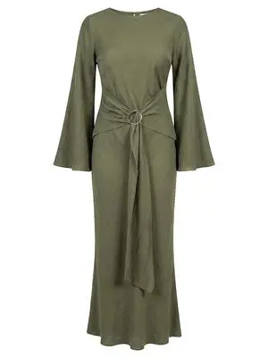 TANTRA SPAIN SL Long Sleeve Dress With Metallic Hoop Waistband - Green