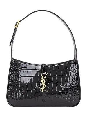 Saint Laurent Le 5 A 7 Crocodile-embossed Patent Leather Shoulder Bag - Nero