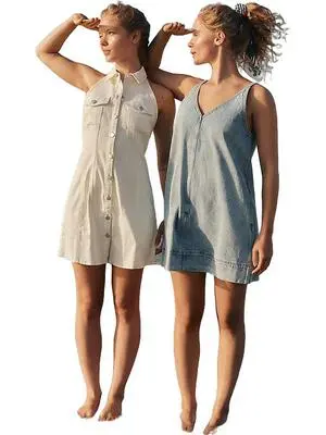 PISTOLA Tavi Cotton Denim Shift Dress - Waves