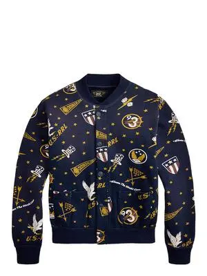 Ralph Lauren Cotton Fleece Graphic Bomber Jacket - Navy Multi