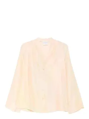 FORTE_FORTE Silk V-neck Shirt - Orange