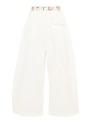 Fendi Elastic Waist Casual Wide Leg Pants - White