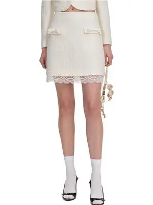 SELF-PORTRAIT Self-Portrait A-Line Mini Skirt With Lace Trim