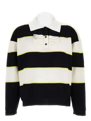 Alexander McQueen Striped Polo With Ruffle Detail - Multicolor