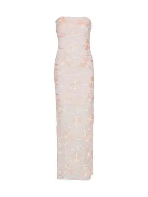 ROTATE BY BIRGER CHRISTENSEN Pink Flower Mesh Tube Dress - Multicolor