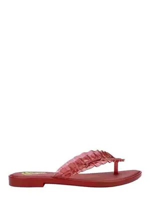 Melissa X Ganni Ruffled Flip Flops - Red