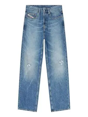 DIESEL® Diesel 2001 D-Macro Relaxed-Fit Distressed Denim Jeans Medium Blue