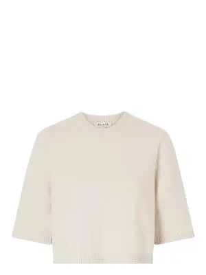 Alaïa Cropped Cashmere-blend Sweater - White