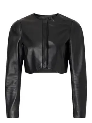 Alaïa Cropped Leather Biker Jacket - Black