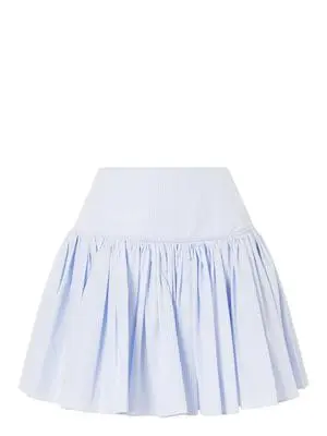 Alaïa Striped Ruffled Cotton-poplin Mini Skirt - Blue