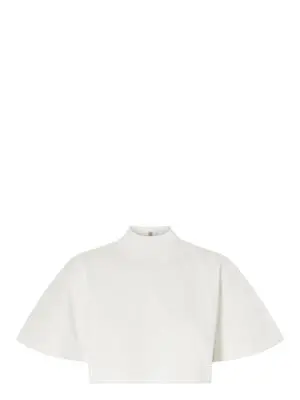 Alaïa Alaïa Cropped Cotton-Jersey Turtleneck T-Shirt White
