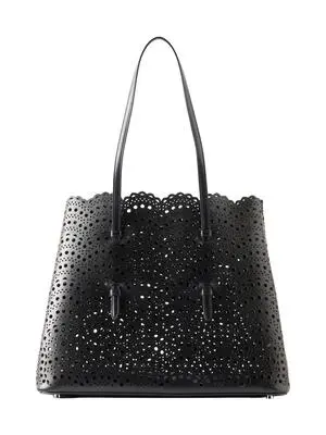 Alaïa Mina 37 Laser-cut Leather Tote - Black