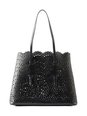 Alaïa Mina 37 Laser-cut Leather Tote - Black