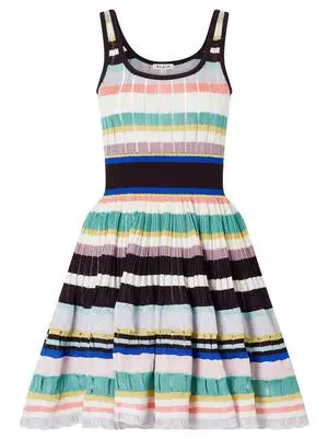 Alaïa Tiered Pointelle-knit Mini Dress - Multi