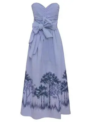 Loretta Caponi Desidera Strapless Cotton Midi Dress - Blue