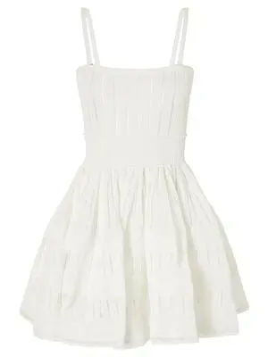 Alaïa Tiered Pointelle-knit Mini Dress - White