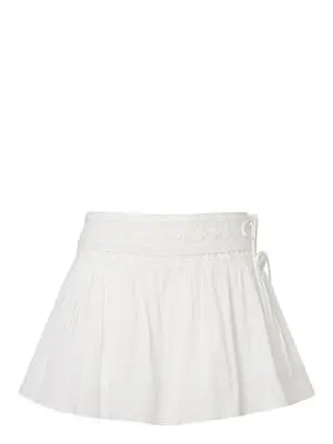 Posse Danielle Lace-trimmed Cotton Skort - White