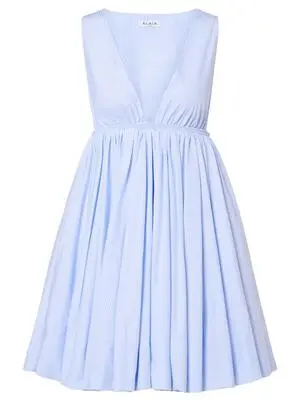 Alaïa Striped Cotton Poplin Minidress - Blue
