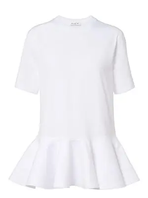 Alaïa Peplum Cotton Jersey T-shirt - White