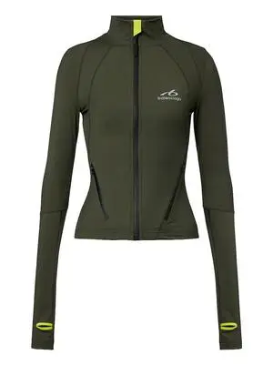Balenciaga Logo Zip-up Top - Green