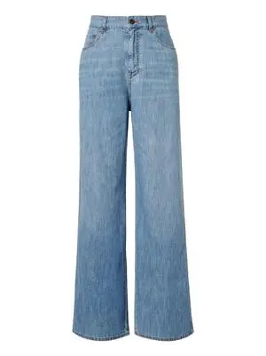 Miu Miu Chambray Wide-leg Pants - Blue