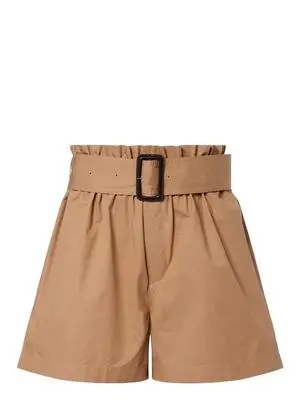 Saint Laurent Belted Cotton Shorts - Brown