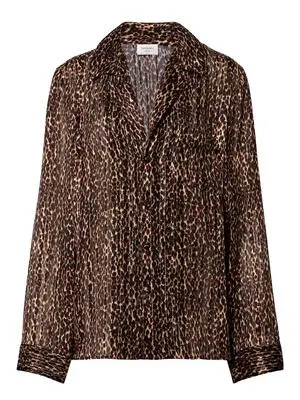 Saint Laurent Leopard-print Silk Blouse - Brown