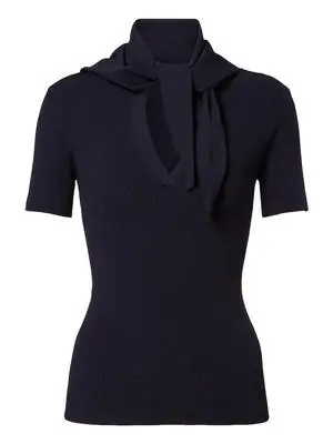 Max Mara Scarf-detail Knitted Top - Blue