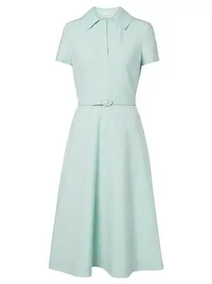 Oscar De La Renta Belted Wool-blend Midi Dress - Blue