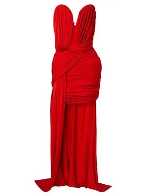 Stella McCartney Draped Crepe Jersey Bustier Dress - Red