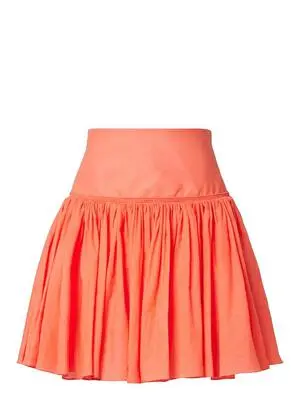 Alaïa Gathered Cotton And Linen Miniskirt - Orange