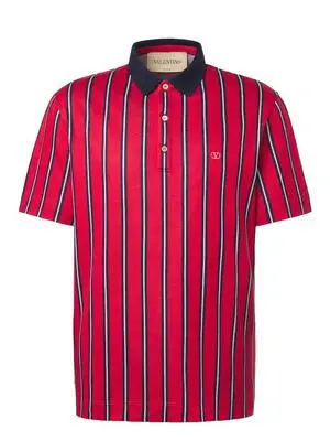 Valentino Garavani Vlogo Striped Polo Shirt - Red