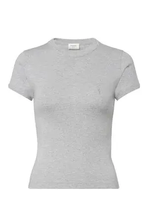Saint Laurent Cassandre Cotton Jersey T-shirt - Grey