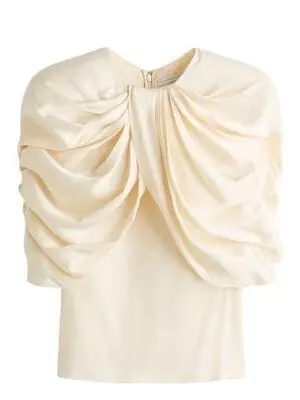 H&m Stella Mccartney Draped Satin Top - Cream