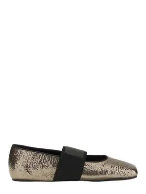 Givenchy Sliced Square Ballerinas In Textured Leather - Gold