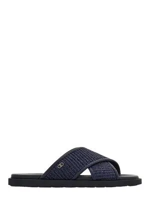 FERRAGAMO Crisscross Slides - Navy
