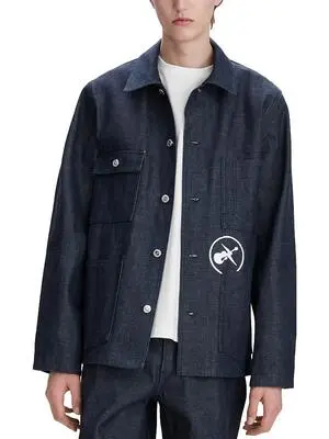 A.p.c. Denim Trucker Jacket With Graphic Detail - Indigo