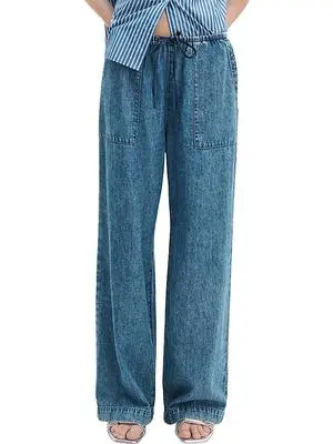 Rag & Bone Wide Leg Drawstring Denim Pants - Delmar