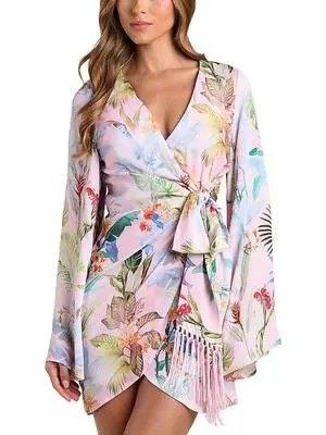 L'Agence Kohima Colorful Palm Mini Cover-up Dress - Multi