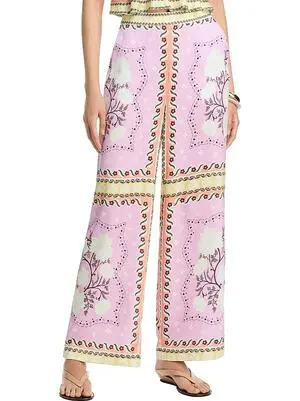Aqua Agua Bendita Printed Wide Leg Pants - Purple Multi