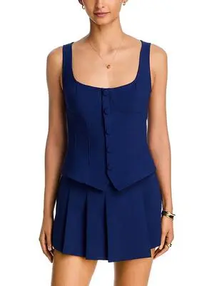 Aqua Scoop Neck Corset Vest - Dark Navy