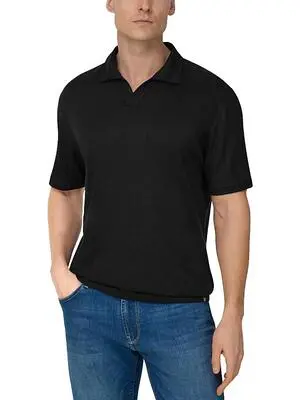 Boggi Milano Stretch Linen Jersey Polo Shirt - Black
