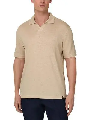 Boggi Milano Stretch Linen Jersey Polo Shirt - Sand