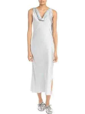 Acne Studios Silk Cowl Neck Midi Dress - Light Blue