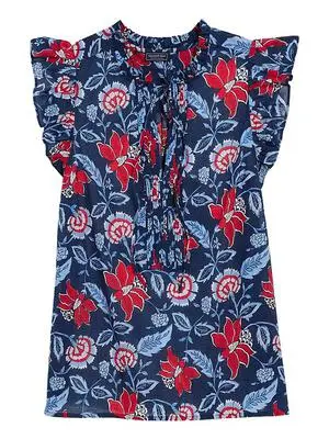 Vineyard Vines Adare Top Floral Print Cotton Blouse - Indie