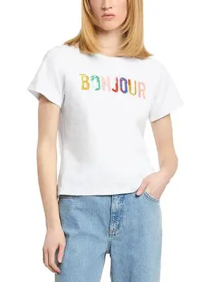 CINQ À SEPT Cinq A Sept Bonjour Scribble T-Shirt