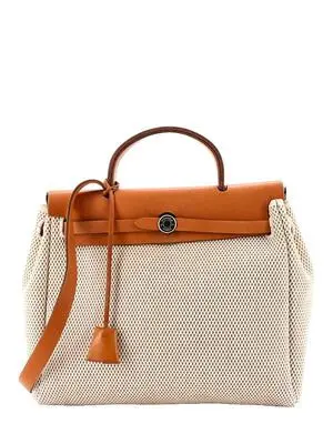 Hermès 31 Herbag Zip Criss Viking Toile And Leather Neutral