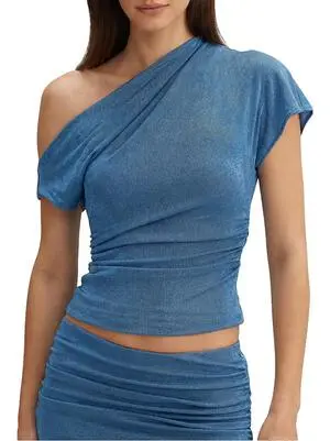 EVER NEW Maia Asymmetric One Shoulder Top - Palace Blue Co-ord