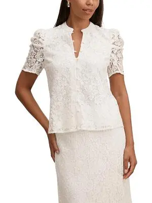 EVER NEW Lina Short Sleeve Lace Blouse - Porcelain Co-ord