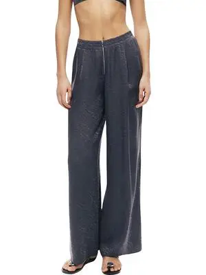 NOCTURNE Relaxed Straight-leg Pants With Textured Fabric - Anthracite